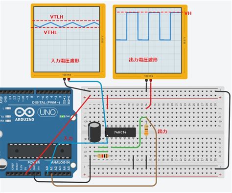 Tinkercadによるarduinoシミュレーション37 ~ 反転シュミットトリガ発振周期 つれづれなる備忘録