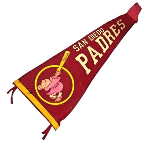 Vintage 1969 San Diego Padres Pennant Sur Feutre Rouge Batte De