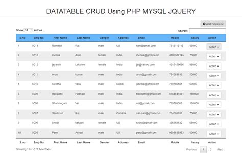 Datatable Crud With Procedural Php Mysqli Bootstrap Part 1