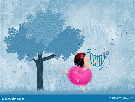 Girl With Lyre Stock Illustration Illustration Of Cartoon 33494235