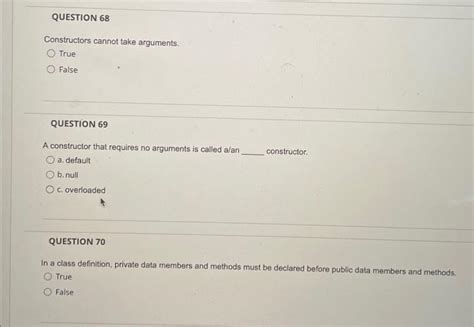 Solved Constructors Cannot Take Arguments True False Chegg