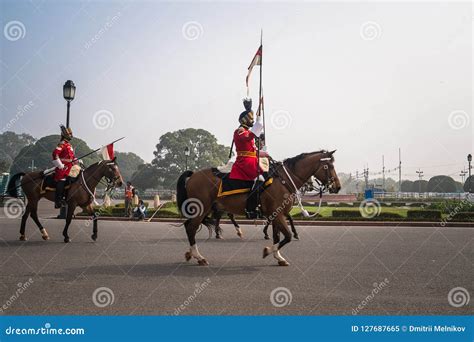 Cavalry Parading Down The Raj Path In Preparation For Republic Day
