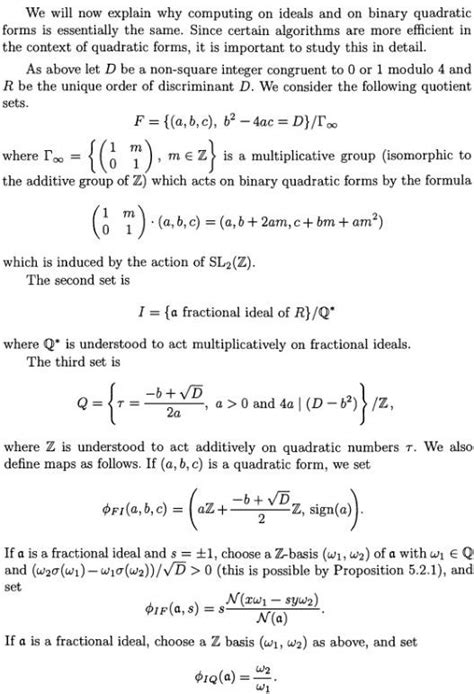 Algebraic Number Theory Correspondence Between Ideals Quadratic