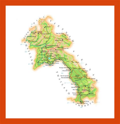 Elevation Map Of Laos Maps Of Laos Maps Of Asia Map Maps Of