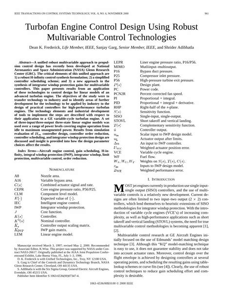 pdf turbofan engine control design using robust multivariable control