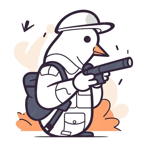 Premium Vector Penguin With A Gun Vector Illustration In Cartoon Style