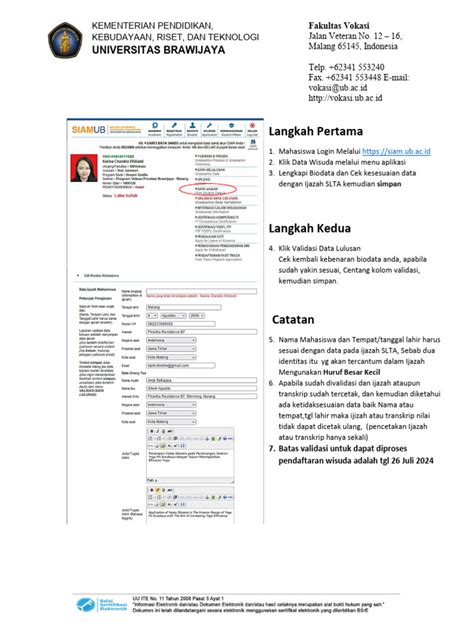 panduan validasi untuk daftar wisuda pdf