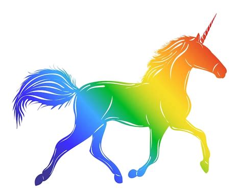 Silhouette Einhorn Regenbogen Auf Weißem Hintergrund Isoliert Vektor