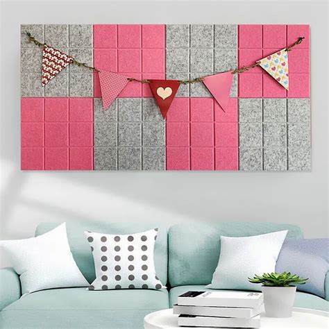 Square Felt Wall Tiles Creative Photo Letter Memo Notice Board Diy