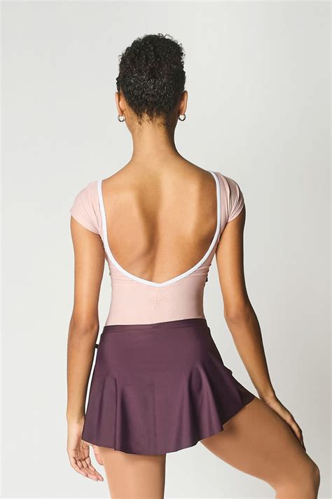 Womens Mersey Cap Sleeve Ballet Leotard Oyster Pink And White