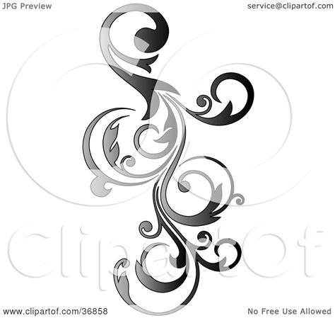 Clipart Illustration Of A Gradient Vertical Curly Vine Scroll Design By