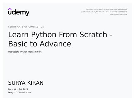 Surya Kiran On Linkedin Udemy Course Completion Certificate