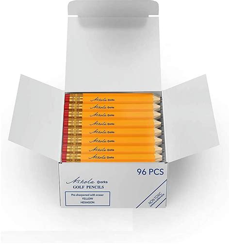 Assortit Mini Golf Pencils With Erasers 96 Count Compact Pre Sharpened 2 Hb Yellow Pencils