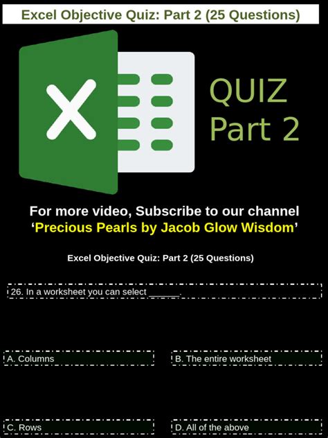 Excel Objective Quiz Part 2 Pdf Microsoft Excel Spreadsheet