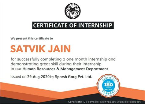 Satvik Jain On Linkedin Internship Experience Opportunity Hr