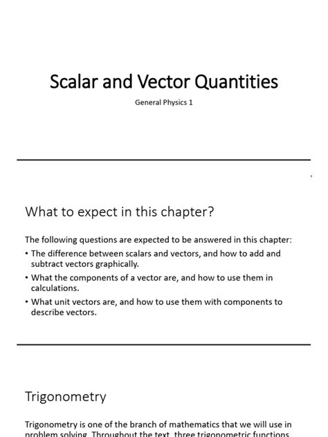 Scalar And Vector Quantities Pdf Euclidean Vector Trigonometry