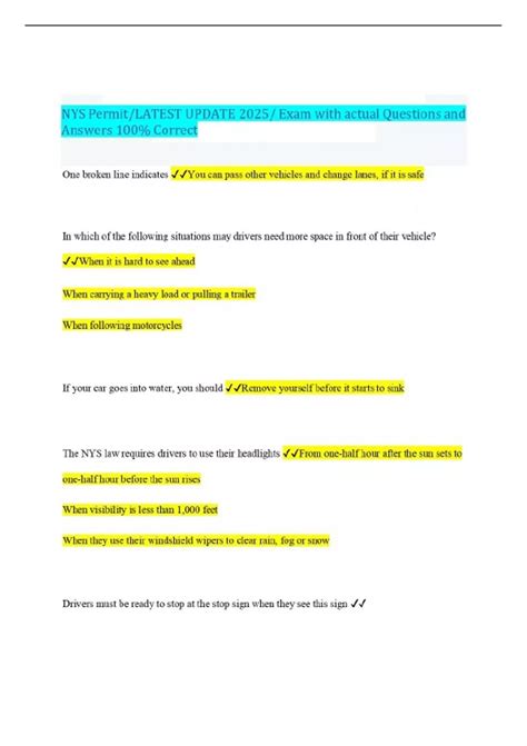 Nys Permit Latest Update 2025 Exam With Actual Questions And Answers