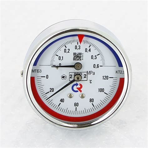 Термоманометр ТМТБ-31Т.1 80/6 (1/2", 6 бар, 120'С, 2,5) аксиальный ...
