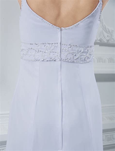 Elegant Sheath V Neck Empire Waist Beading Wedding Dress