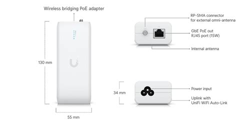 Ubiquiti Device Bridgeplug And Play Wireless Bridging Poe Adapter With Integrated Unifi Wifi