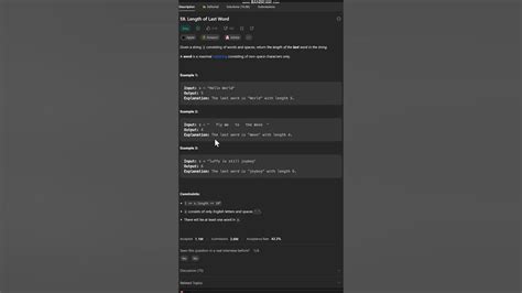 Length Of Last Word Leetcode Problem 58 Shorts Python Youtube