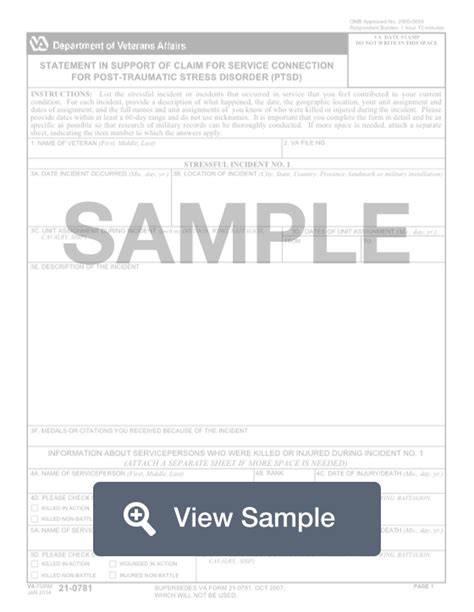 Fillable Va Form 21 0781 Printable Pdf Sample Formswift