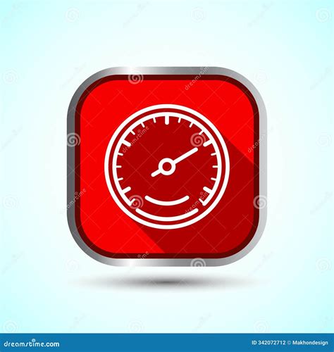 Speedometer Icon Design Illustration Speed Indicator Sign Symbol Red Shadow Button Design