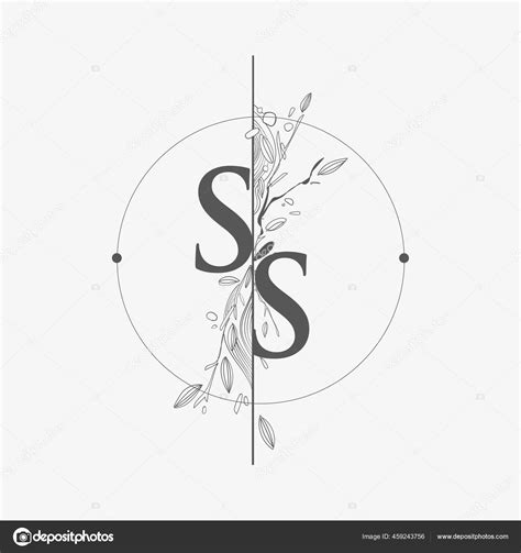 Letter Initial Logo Hand Draw Floral Initial Wedding Font Logo Stock