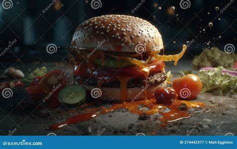 Exploded View Hamburger Stock Image Image Of Hamburger 274442377