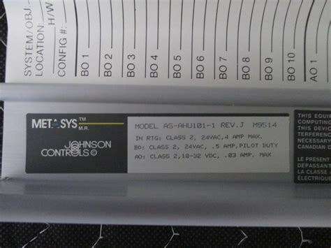 Johnson Controls Metasys AS AHU Controller New Process Industrial Surplus Corp