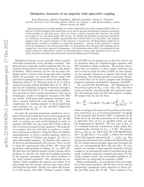 Pdf Stochastic Dynamics Of An Impurity With Spin Orbit Coupling