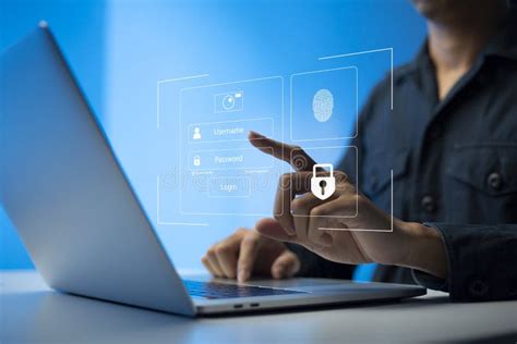 Person Using Laptop And Touching Virtual Screen For Two Factor