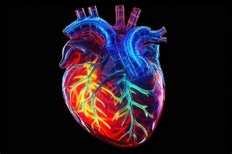 Premium Photo Realistic Anatomical Human Heart Black Background