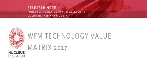Report Nucleus Researchs Workforce Management Technology Value Matrix 2017 Best Talent