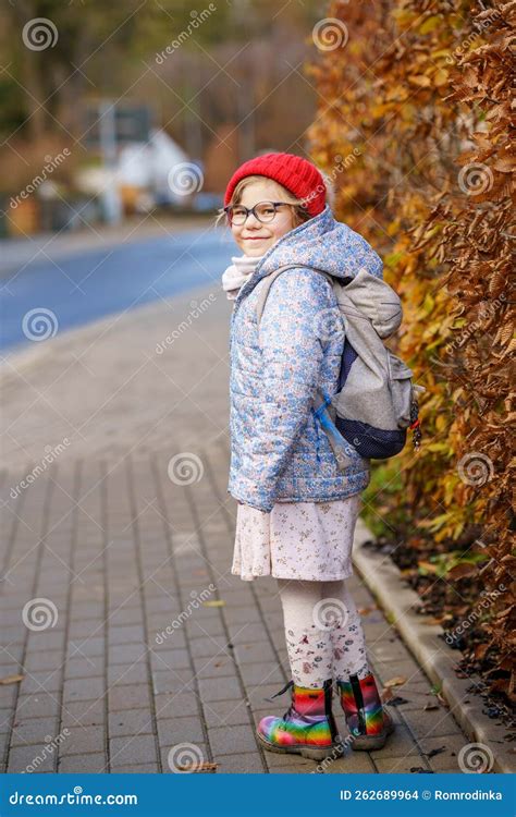 Cute Little Preschool Girl On Her The Way To Playschool Healthy Happy