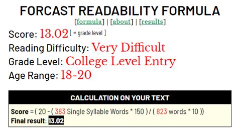The Forcast Readability Formula For Technical And Advanced Texts