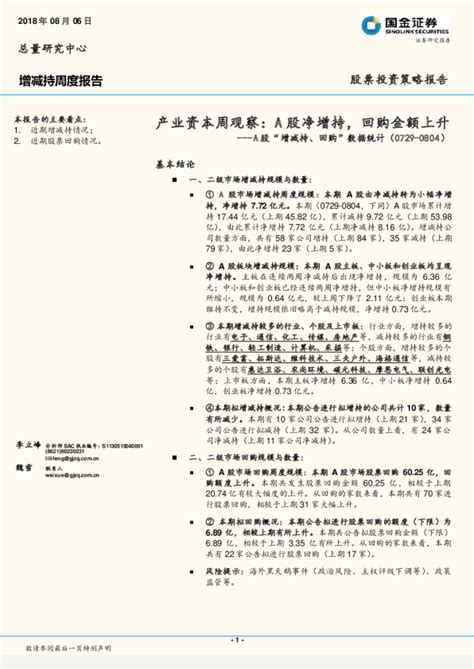 A股“增减持、回购”数据统计：产业资本周观察：a股净增持，回购金额上升