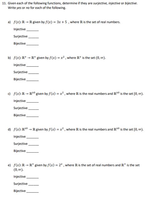 Solved 11 Given Each Of The Following Functions Determine