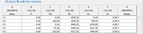 4 Input File Split Into Columns Table Data Import Online Help Geo5