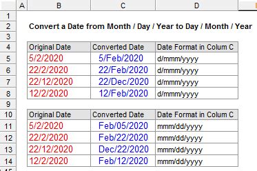 Convert A Date From Month Day Year To Day Month Year Using A