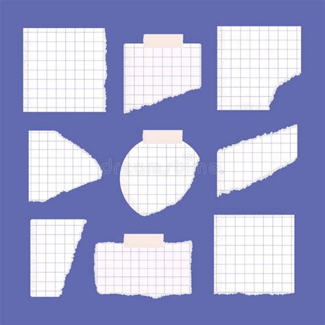 Set Of Torn Ripped White Lined Scetchbook Math Note Notebook Paper