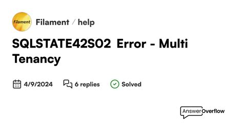 Sqlstate 42s02 Error Multi Tenancy Filament