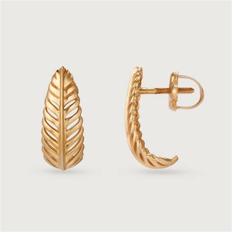 Timeless 14k Yellow Gold Feather Hoop Earrings