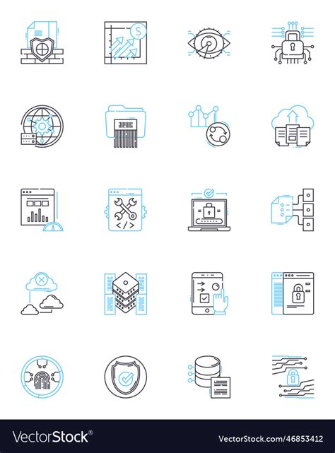 Nerk Encryption Linear Icons Set Encryption Vector Image