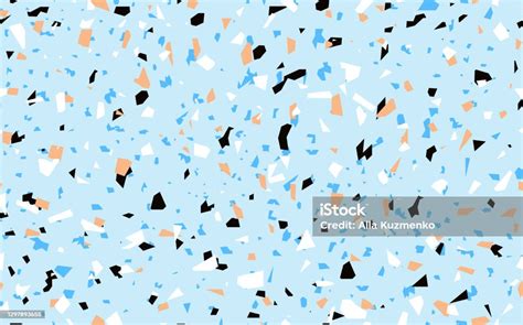 기하학적 블루 테라초 매끄러운 패턴 추상적인 다채로운 현대 배경 웹 과 인쇄를위한 스톤 패션 디자인 베네치아 타일 바닥집 장식 혼란스러운 파스텔 텍스처 0명에 대한 스톡