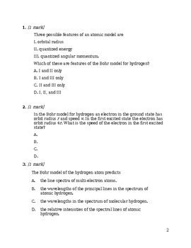 IB DP Physics Question Book E 1 Structure Of The Atom HL First