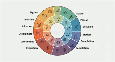 Colorful Circular Diagram Featuring Segmented Sections Labeled With Project Stock Illustration
