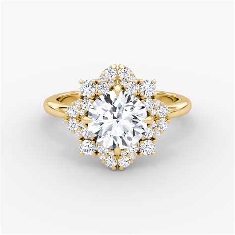 The Carnation Round Brilliant Engagement Ring Plain Band Yellow Gold
