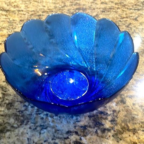 Arcoroc Kitchen Vintage Arcoroc France Cobalt Blue Large Glass Bowl