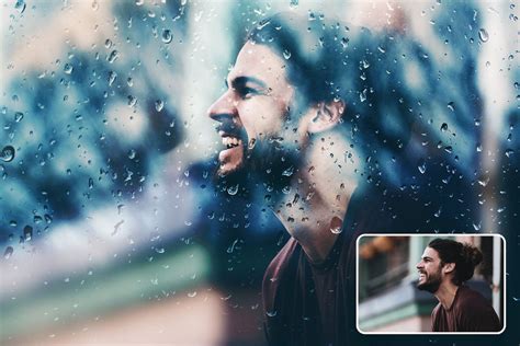 اکشن فتوشاپ افکت قطرات باران روی شیشه کد محصول 132118